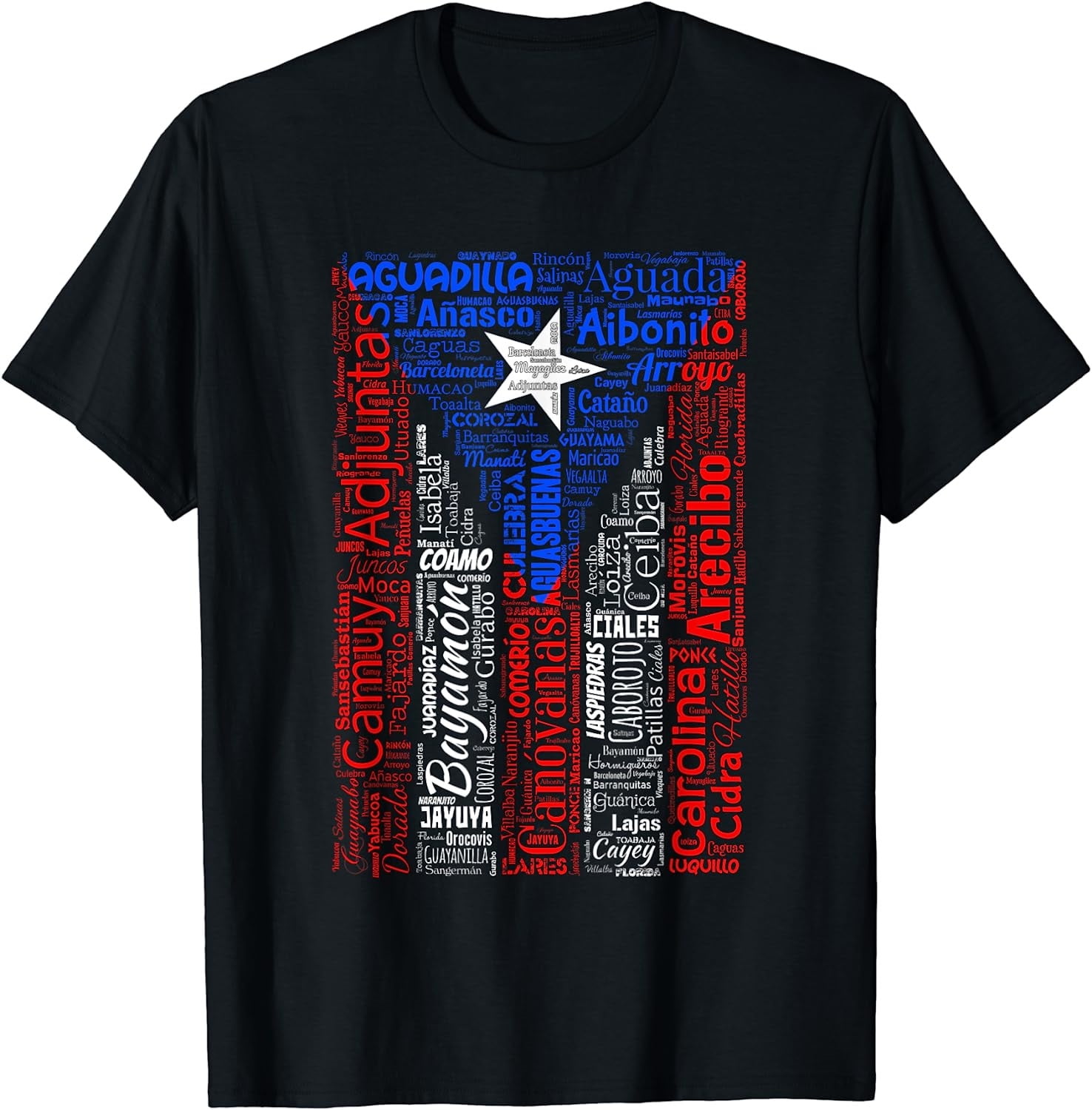 Puerto Rican Flag Shirt with Towns and Cities of Puerto Rico T-Shirt Black Medium - Walmart.com