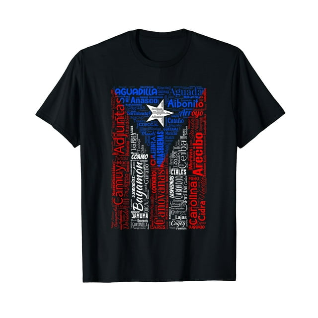 Puerto Rican Flag Shirt with Towns and Cities of Puerto Rico T-Shirt ...