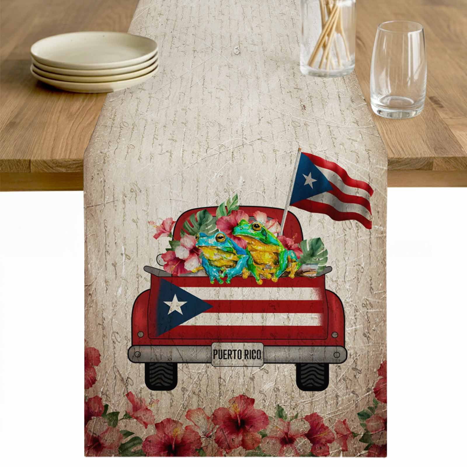 Puerto Rican Flag Table Runner 108 Inches Long Farmhouse Dress Scarves ...