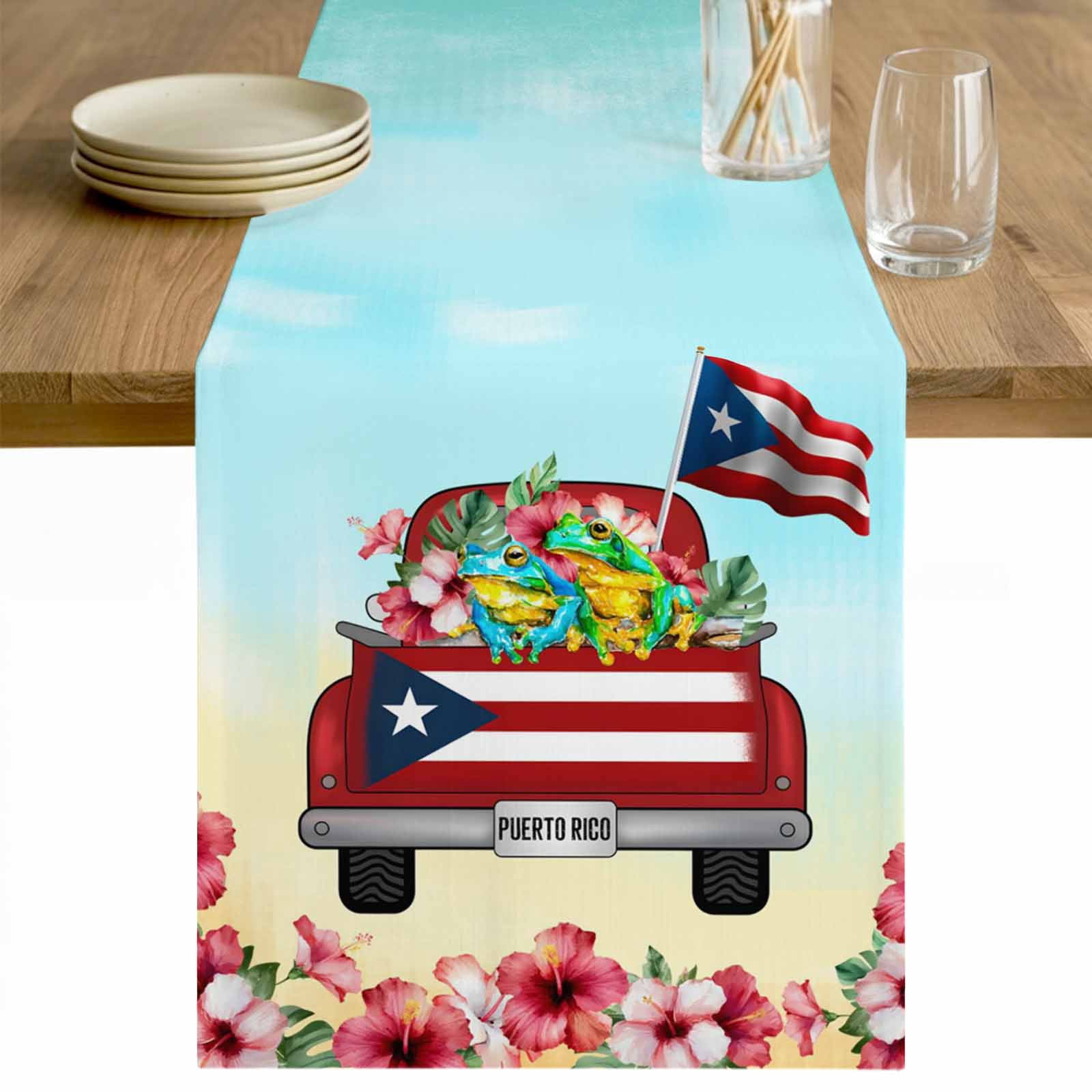 Puerto Rican Flag Table Runner 108 Inches Long Farmhouse Dress Scarves ...