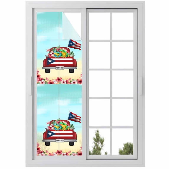 Puerto Rican Flag Window Privacy Film, Vintage Country Truck Flowers ...