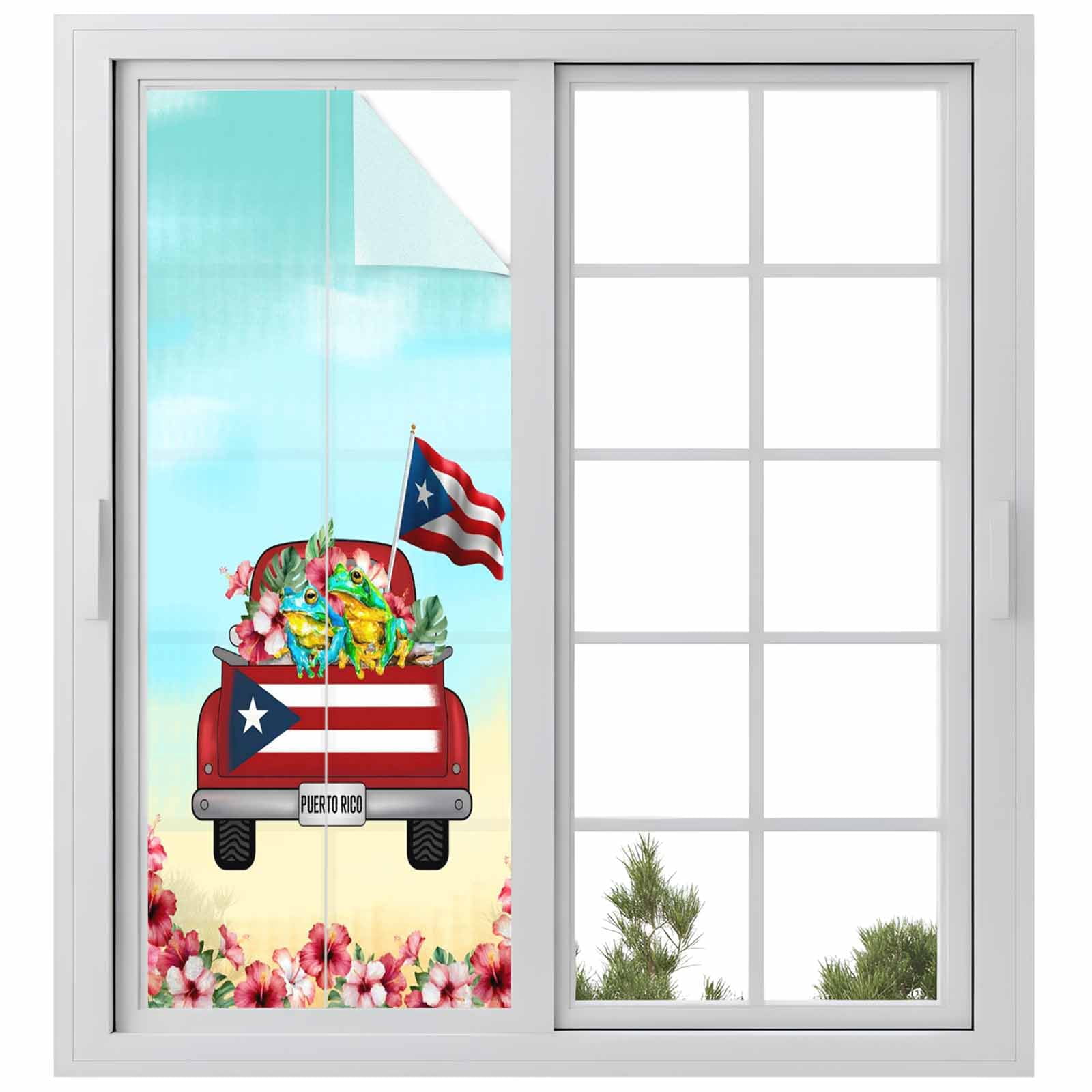 Puerto Rican Flag Window Privacy Film, Vintage Country Truck Flowers ...
