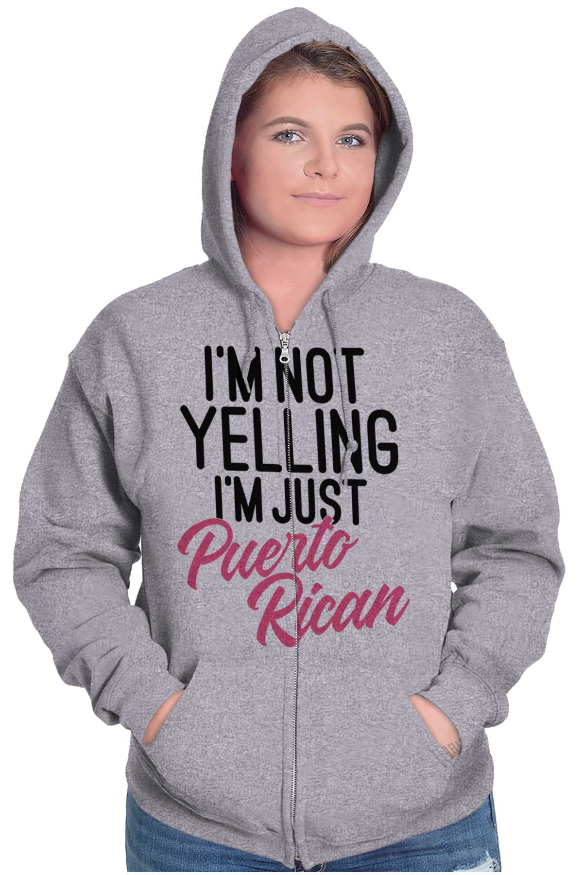 Puerto Rican Funny Yelling Boricua Women Plus Size Zipper Hoodie Brisco ...