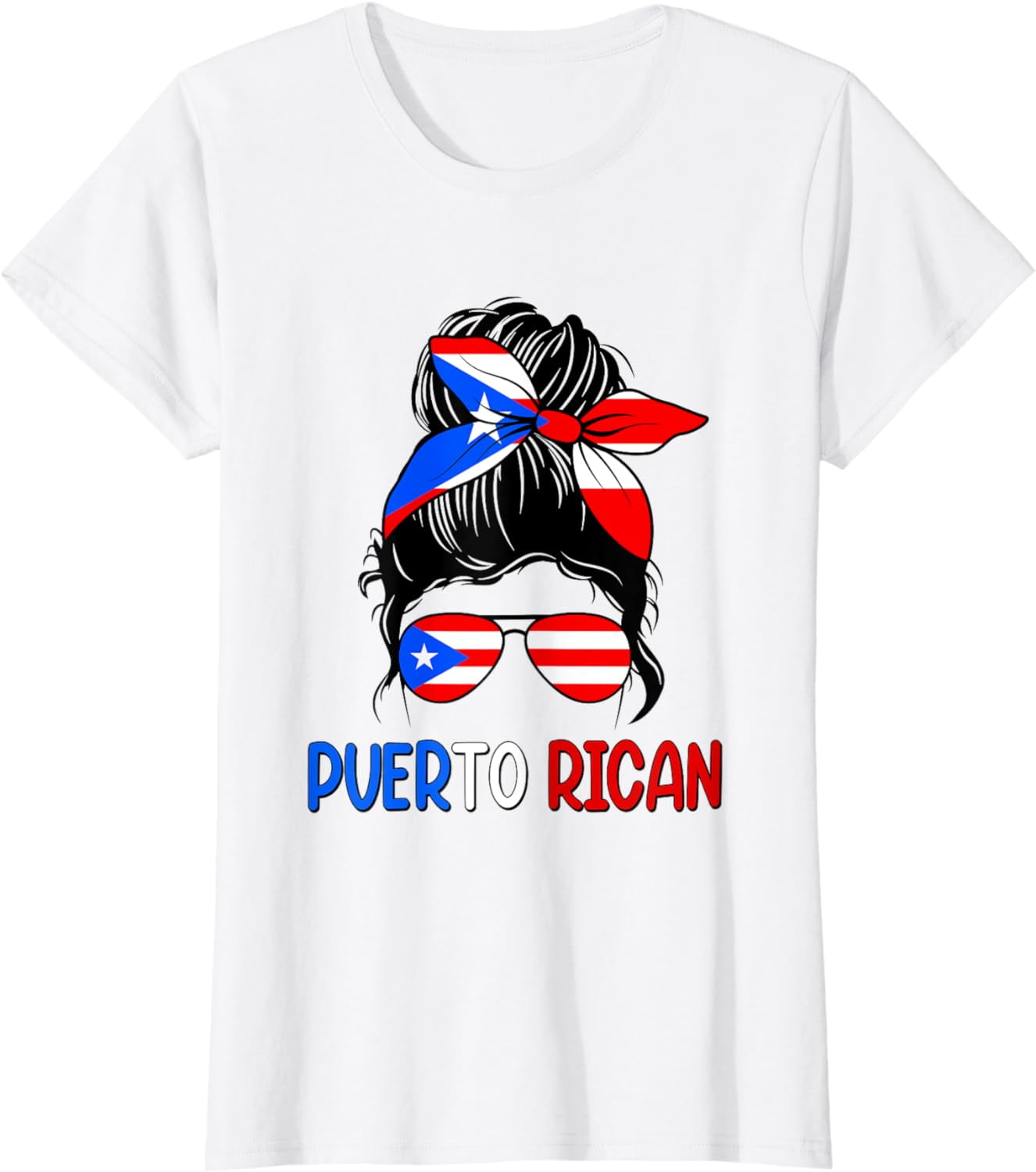 Puerto Rican Girl Messy Hair Puerto Rico Pride Womens Kids T-Shirt ...
