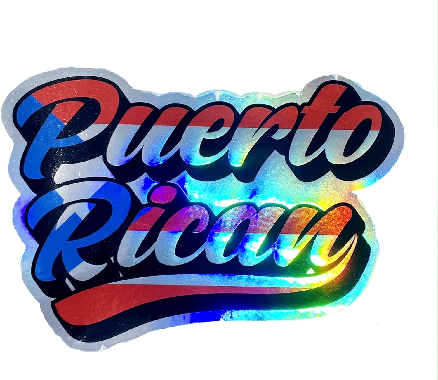 Puerto Rican Holographic Vinyl Decal - Flag Bumper Sticker - Proud Puerto Rico Sticker - Walmart.com