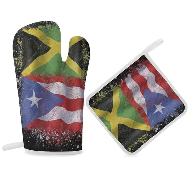 Puerto Rican Jamaican Love Jamarican Oven Gloves And Pots Stand Set ...