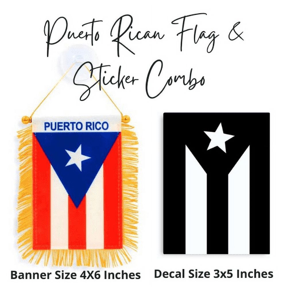 Puerto Rican Mini Flag & Protest Flag Sticker Combo, Vinyl Decal ...