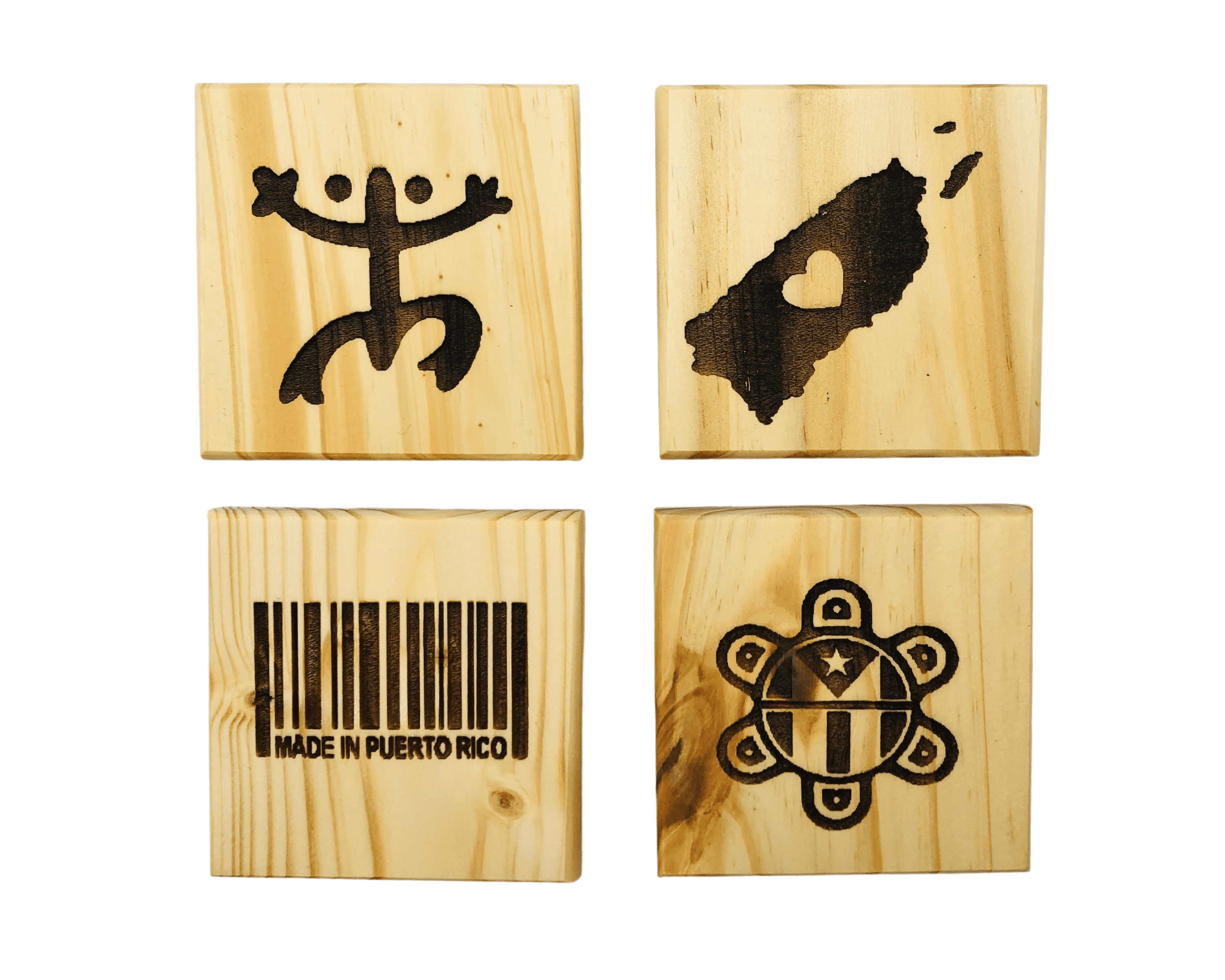 Puerto Rican Pride Coasters: Permanent Engraved Gift Set of 4 Wood ...