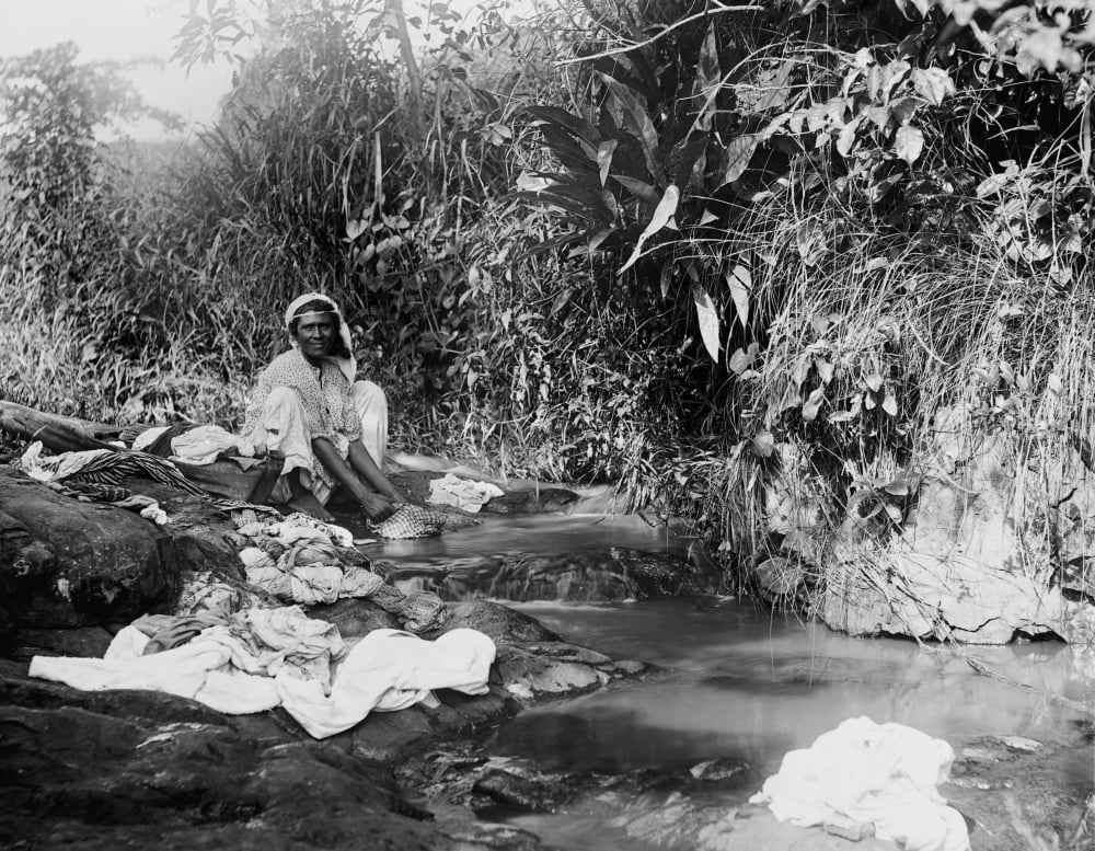 Puerto Ricans Women Washing Laundry In An Open Stream Shortly After ...