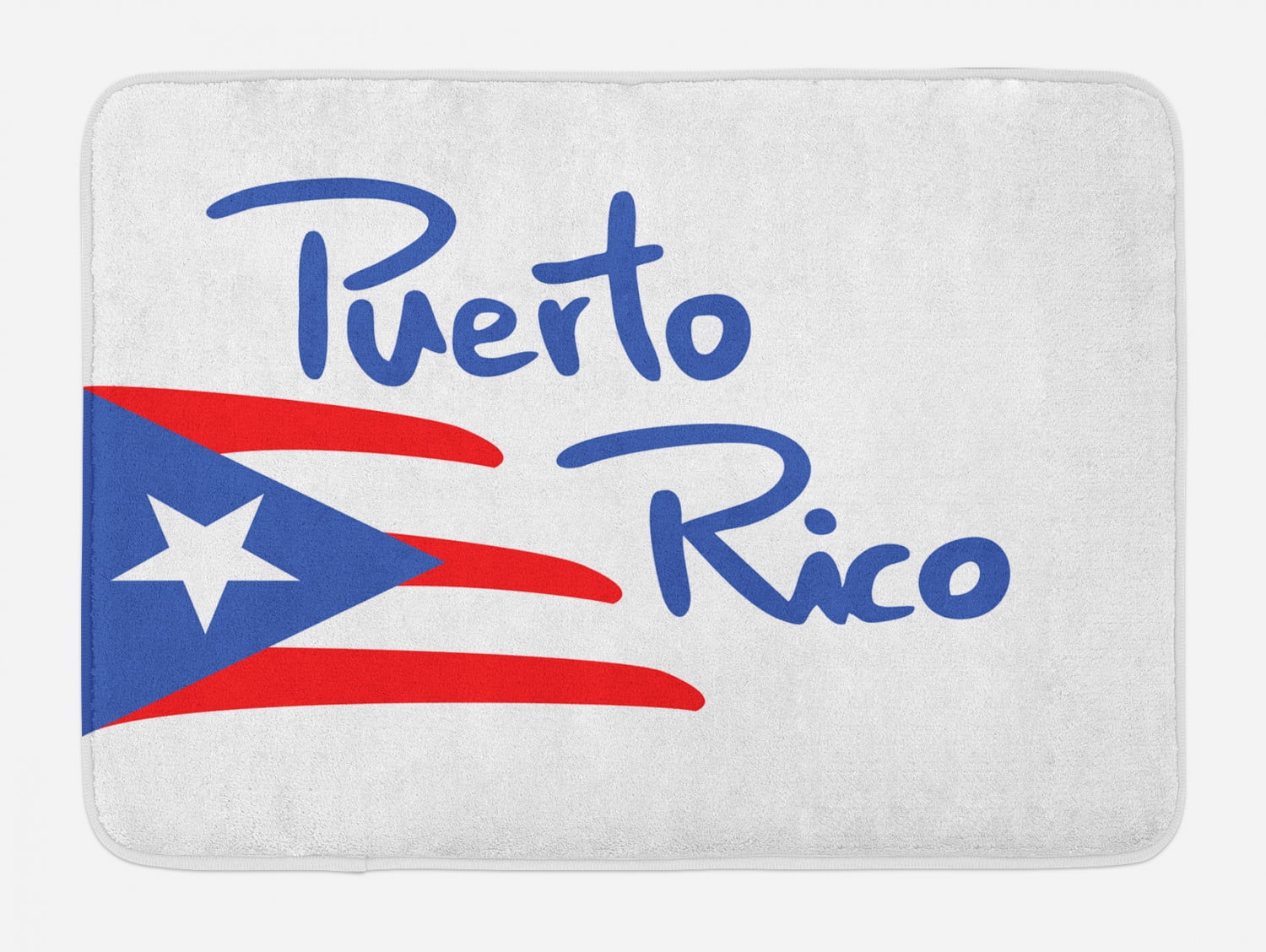 Puerto Rico Bath Mat, Abstract Hand-drawn Style Flag and Lettering ...
