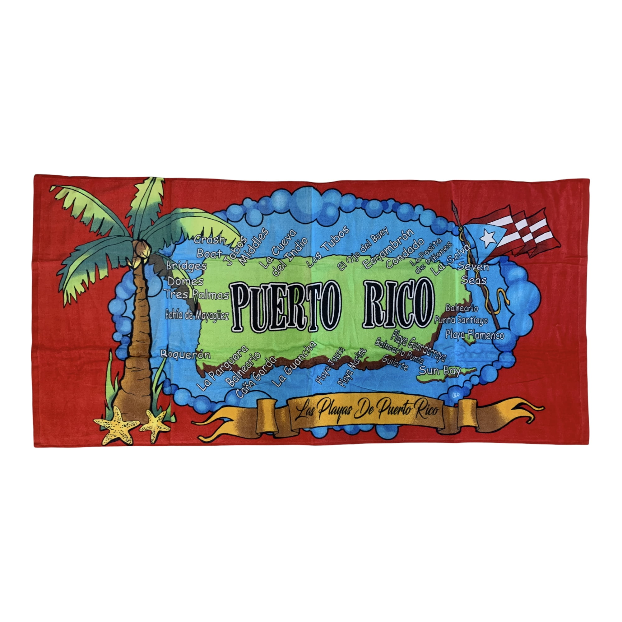 Puerto Rico Beach Towel Red Map - Walmart.com