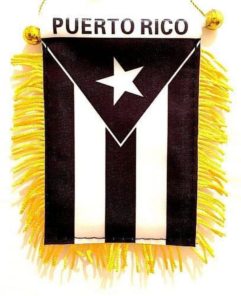 Puerto Rico Black & White Window Hanging Flag - Rear view Mirror ...
