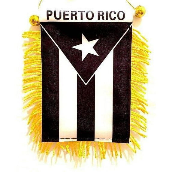 Puerto Rico Black & White Window Hanging Flag - Rear view Mirror ...