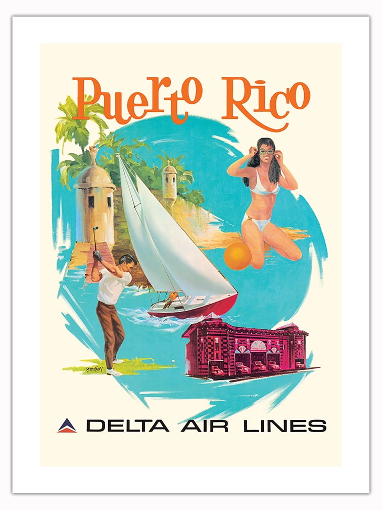 Puerto Rico - Castillo San Felipe del Morro - Delta Air Lines - Vintage ...