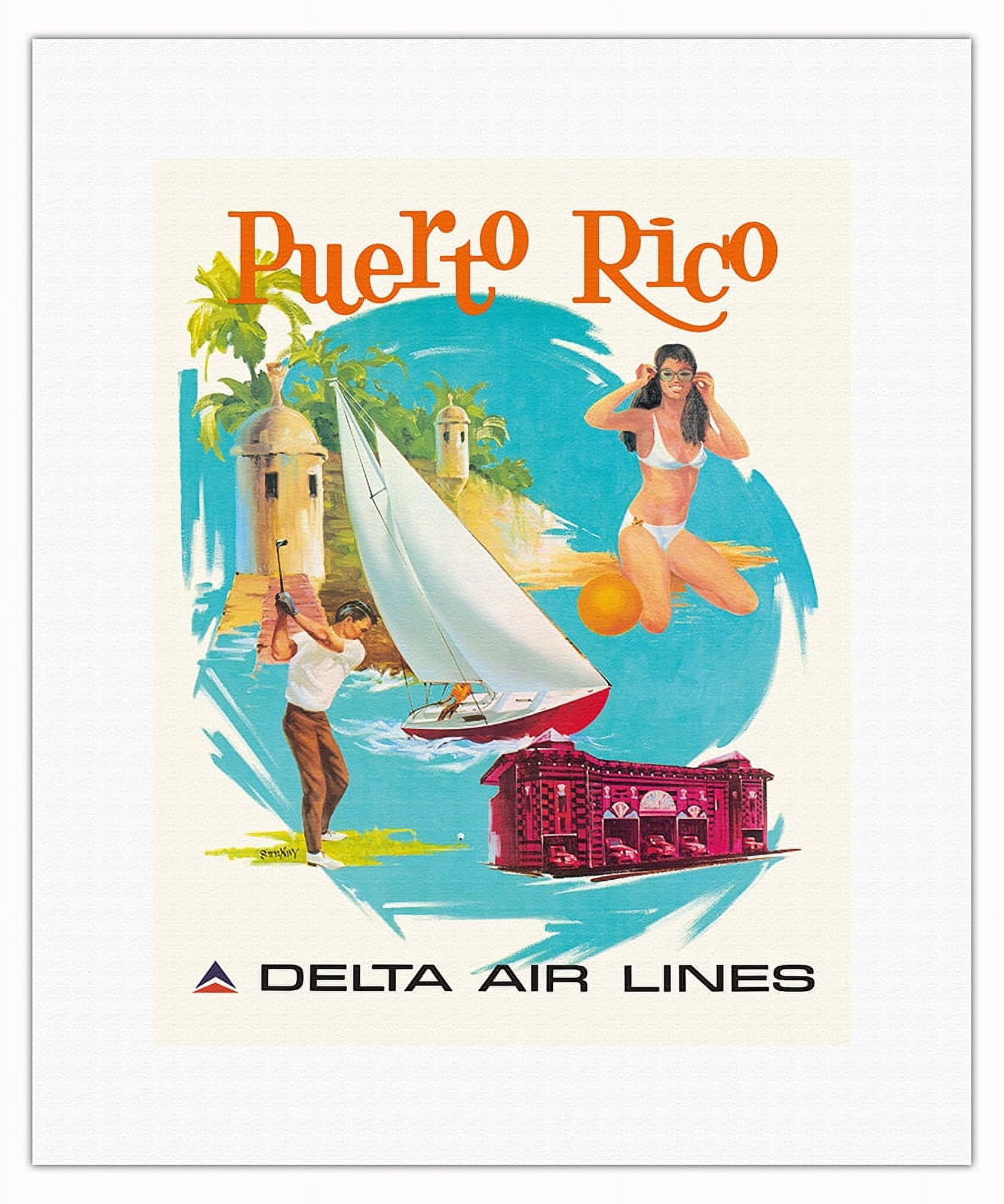 Puerto Rico - Castillo San Felipe del Morro - Delta Air Lines - Vintage ...