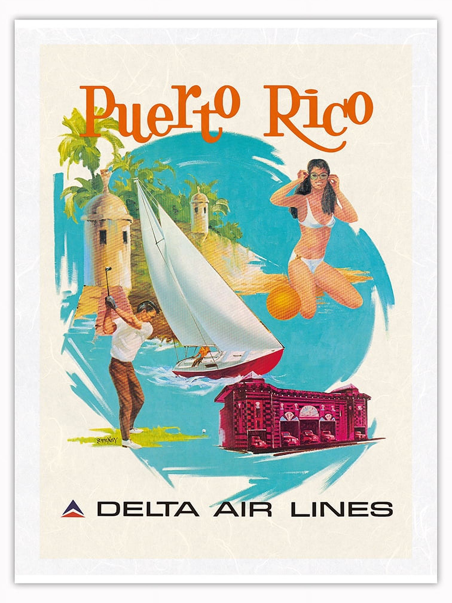 Puerto Rico - Castillo San Felipe del Morro - Delta Air Lines - Vintage ...