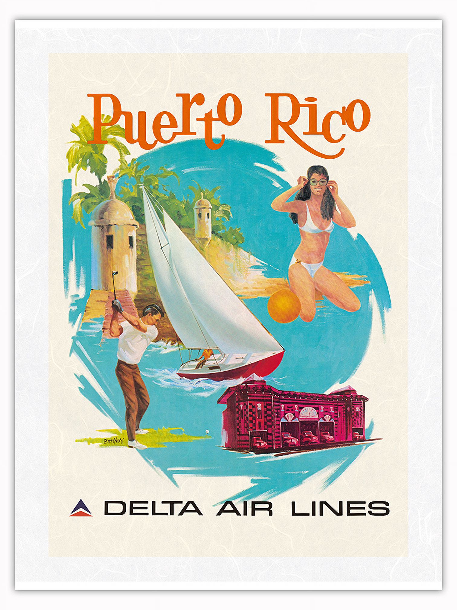 Puerto Rico - Castillo San Felipe del Morro - Delta Air Lines - Vintage ...