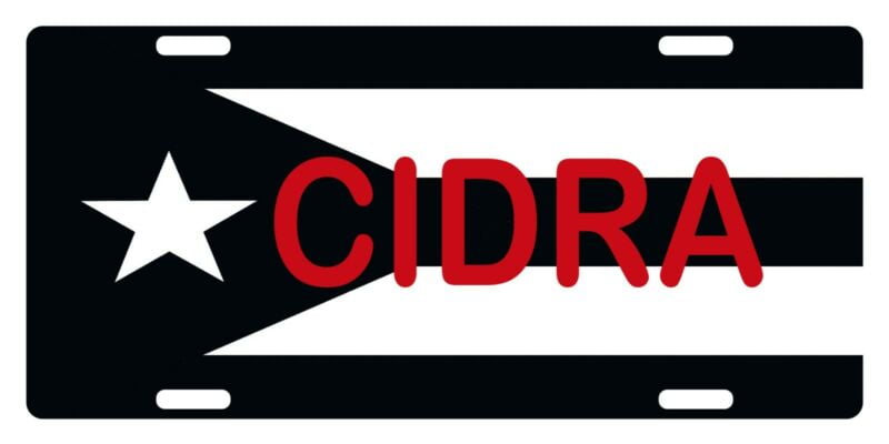 Puerto Rico Cidra Flag License Plate Black & White Boricua Emblem ...