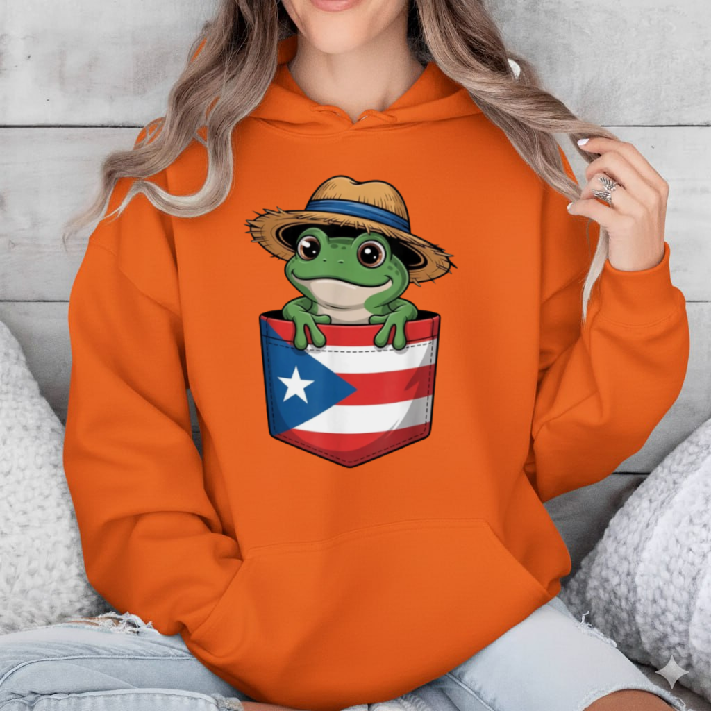 Puerto Rico Coqui Frog Jibaro Cultural Pocket Flag Artistic Hoodie ...
