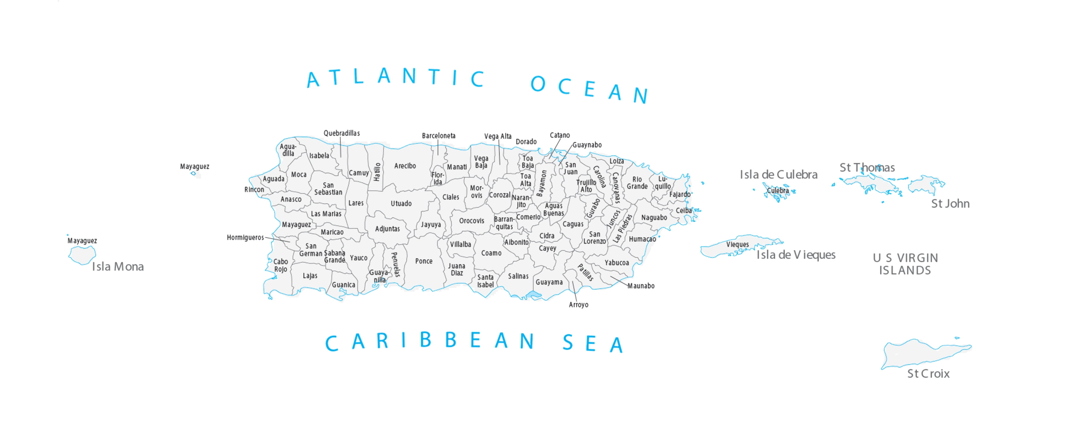 Puerto Rico Counties Province Map GLOSSY POSTER PICTURE PHOTO PRINT ...