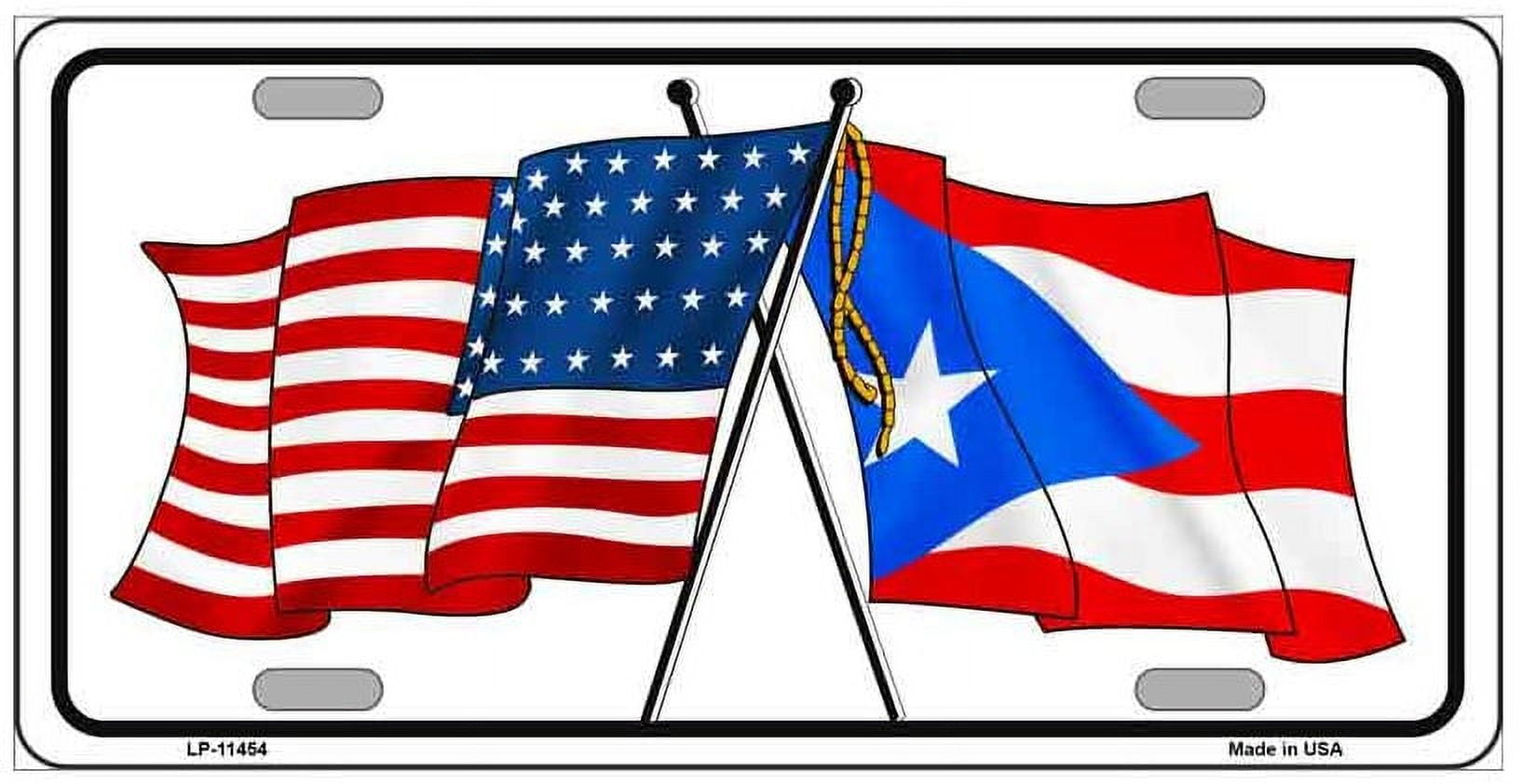 Puerto Rico Crossed US Flag License Plate LP-11454 - Walmart.com