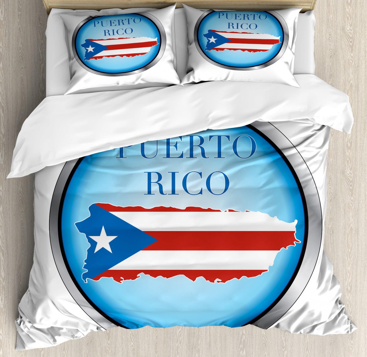 Puerto Rico Duvet Cover Set Queen Size, Circular Design with National ...