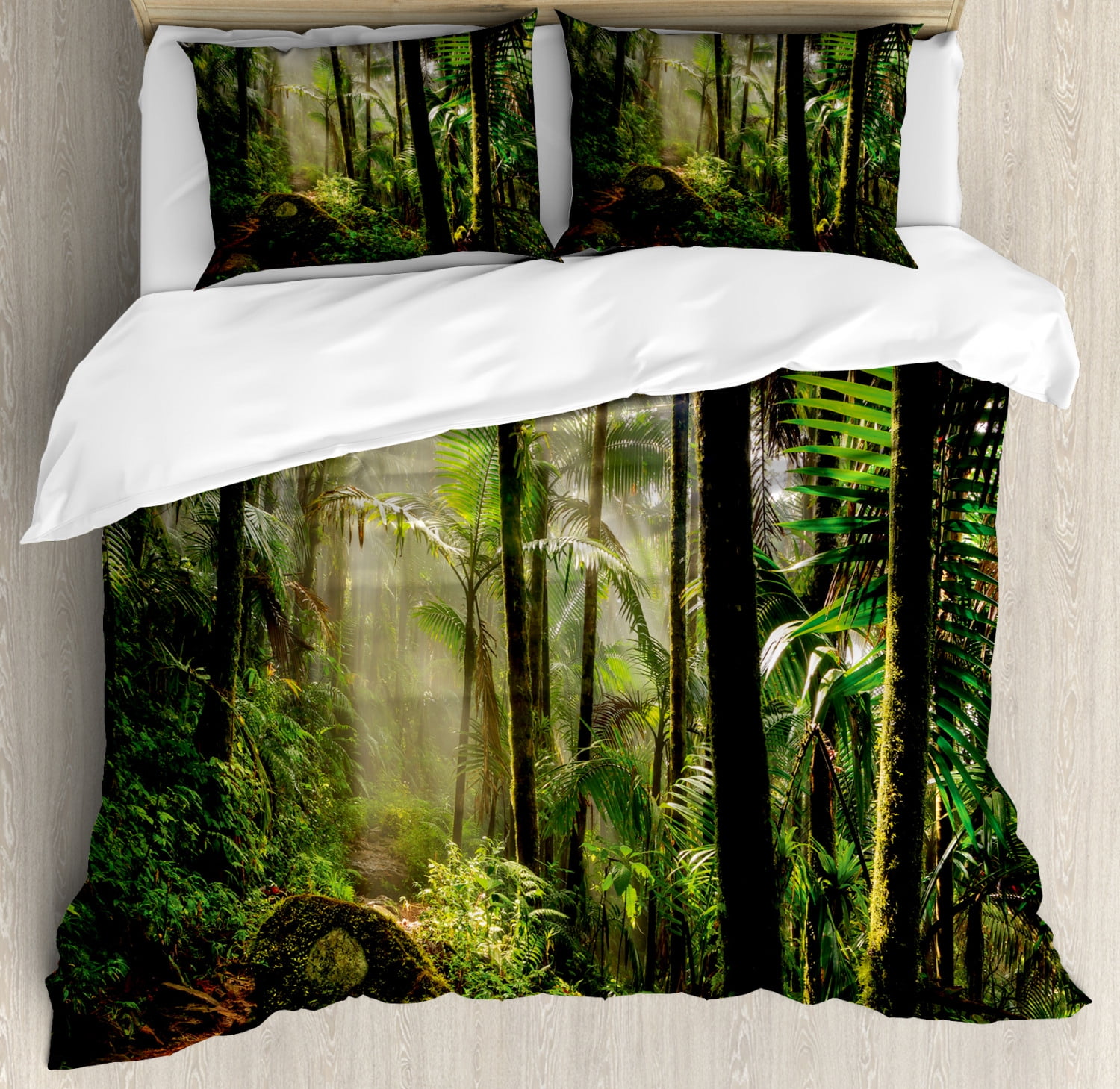 Puerto Rico Duvet Cover Set Queen Size, Jungle Path Through the El ...