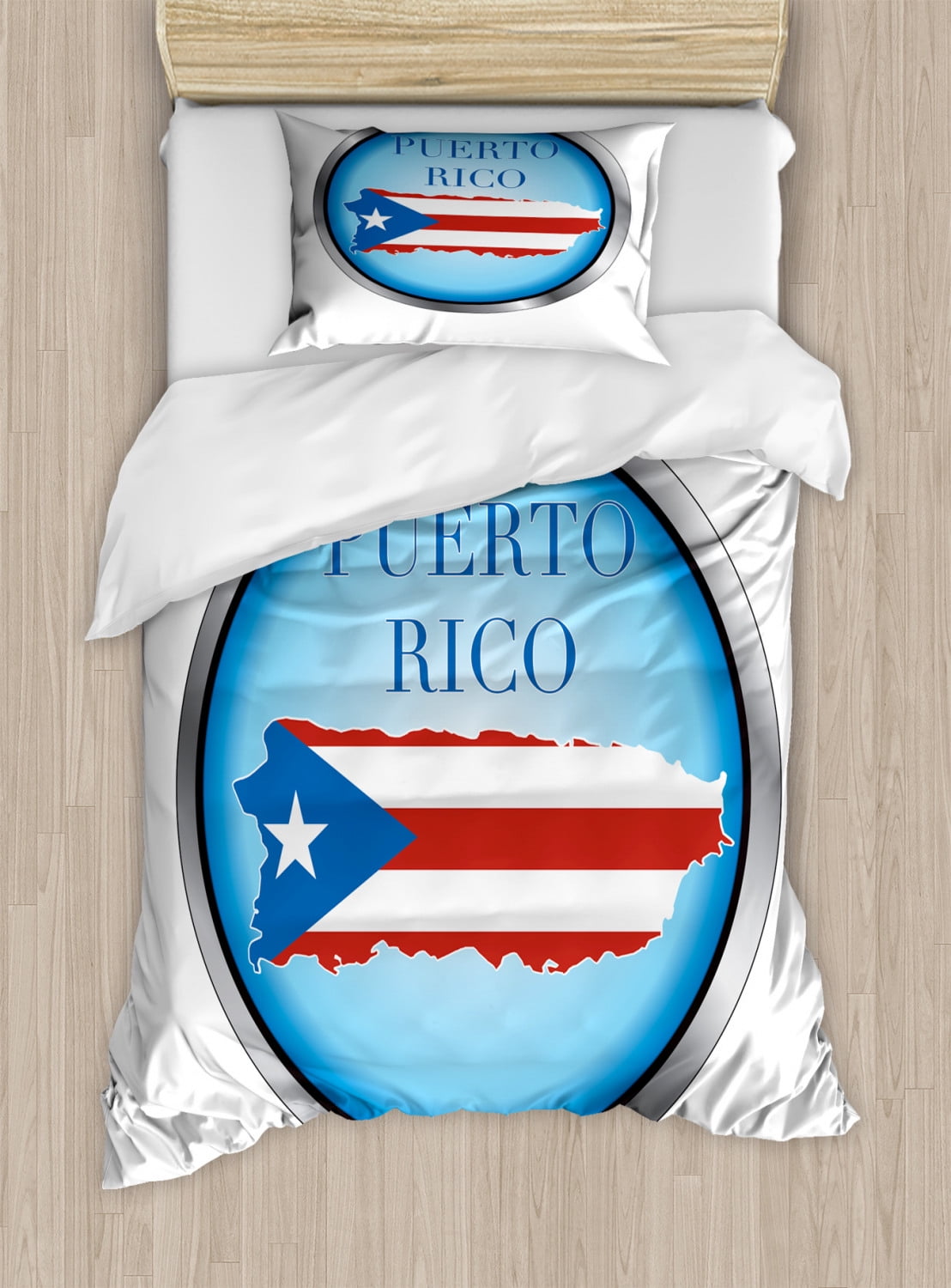 Puerto Rico Duvet Cover Set Twin Size, Circular Design with National ...