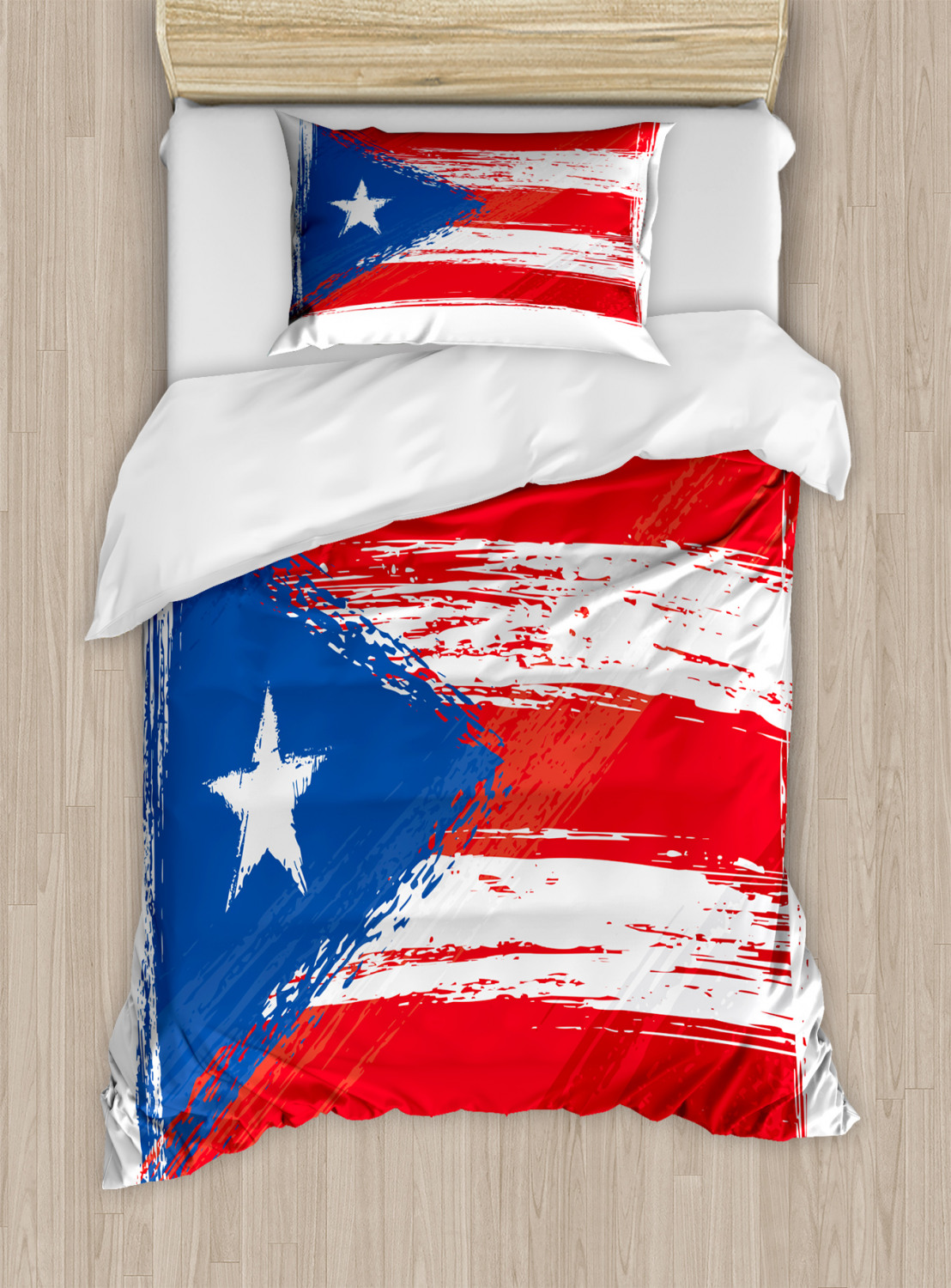 Puerto Rico Duvet Cover Set Twin Size, Sketch Hand-drawn Style National ...