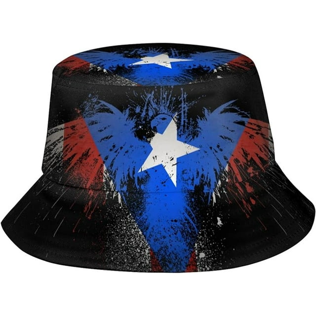 Puerto Rico Flag Bucket Hat Fashion Beach Sun Wide Brim Cap Outdoor ...