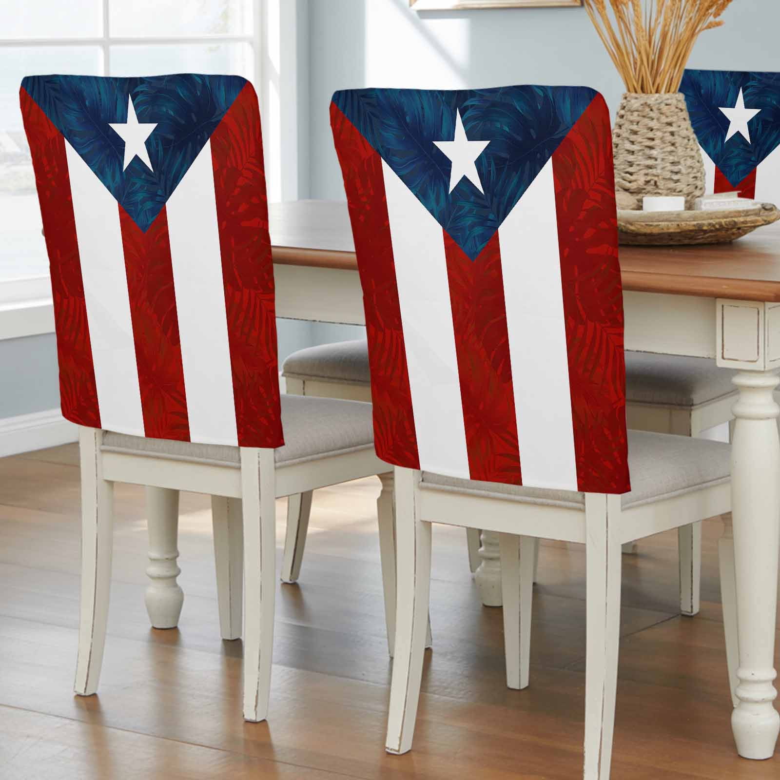 Puerto Rico Flag Chair Back Covers, Removable Chair Covers for Dining ...