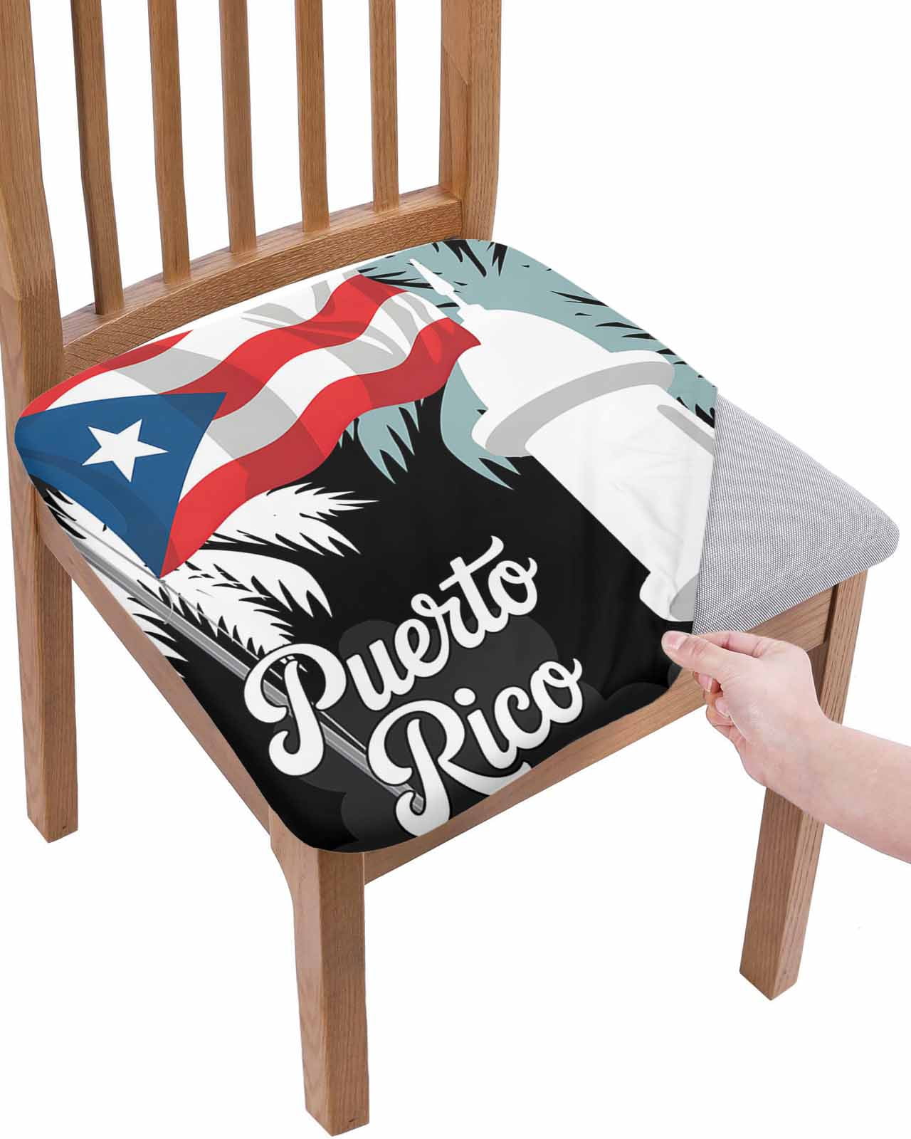 Puerto Rico Flag Chair Seat Covers for Dining Room Stretch Chair Seat ...