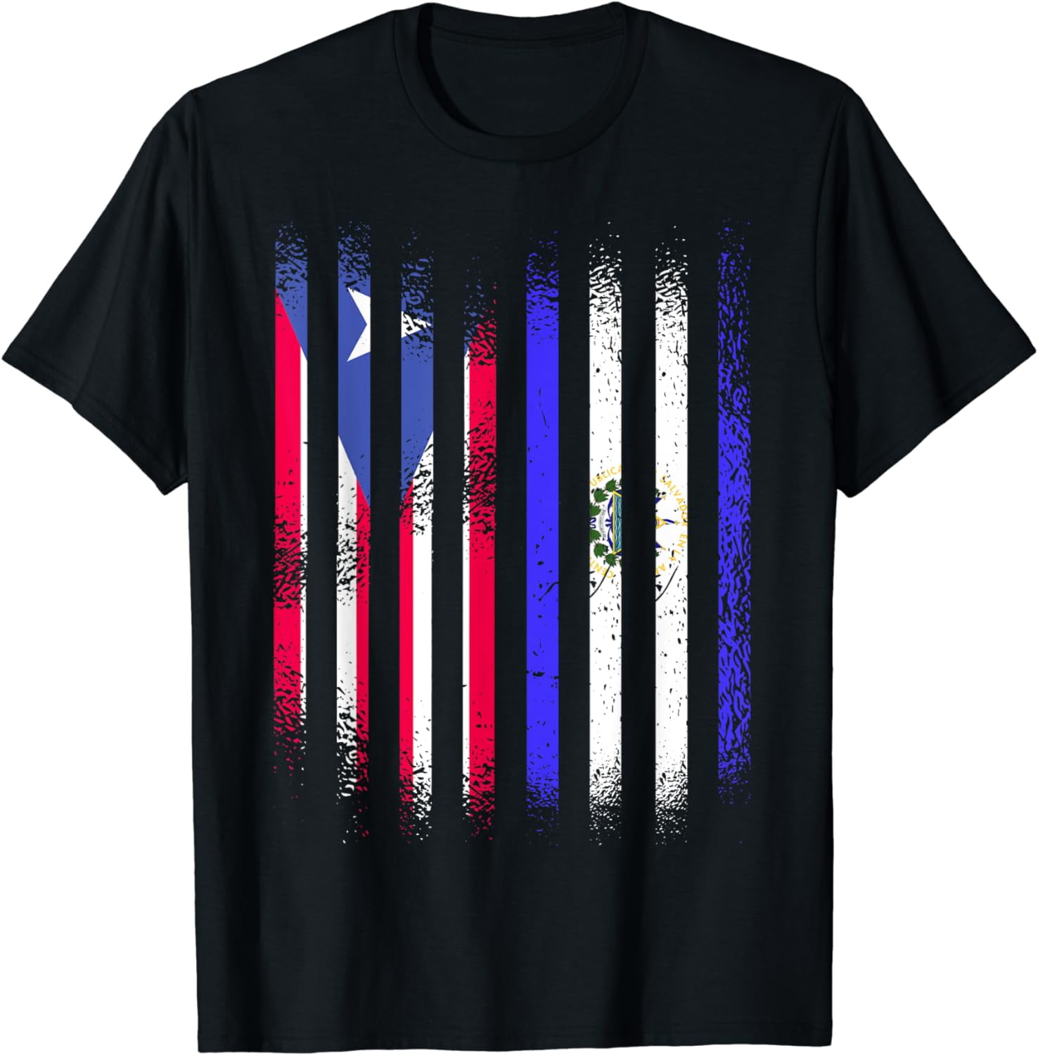 Puerto Rico Flag El Salvador Grown Country Flags Stripes T-Shirt ...