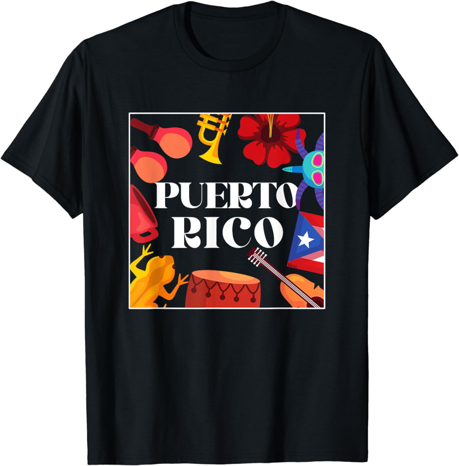 Puerto Rico Flag Flower Amapola Coquí Vejigante Pride T-Shirt - Walmart.com