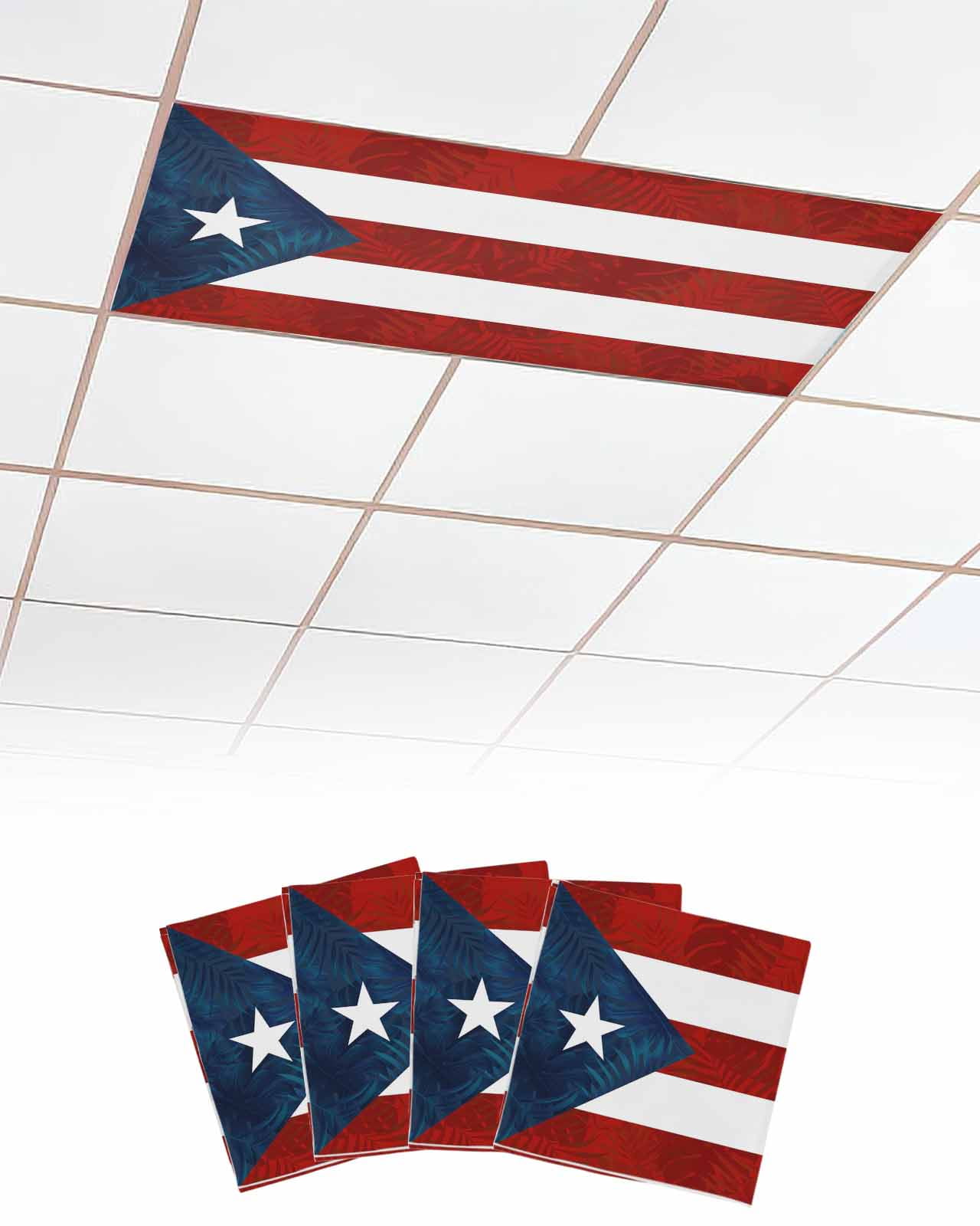 Puerto Rico Flag Fluorescent Light Covers for Ceiling Lights 4x2 feet,4 ...