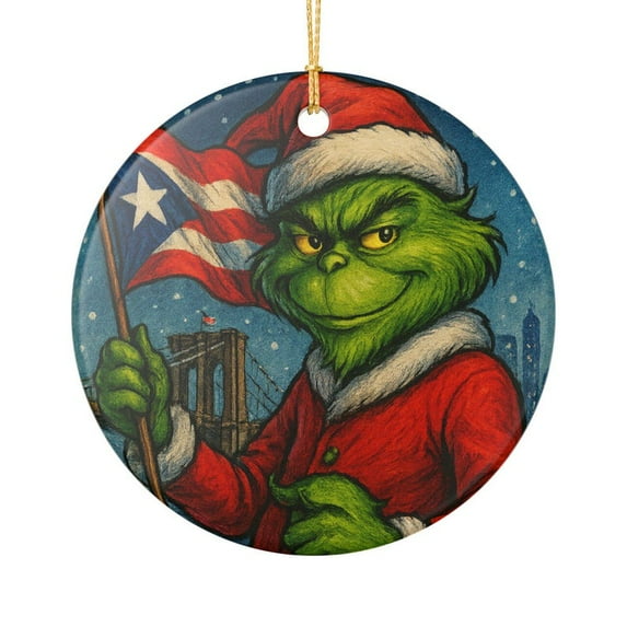 Puerto Rico Flag Green Monster Ornament, Ceramic Boricua Heritage ...