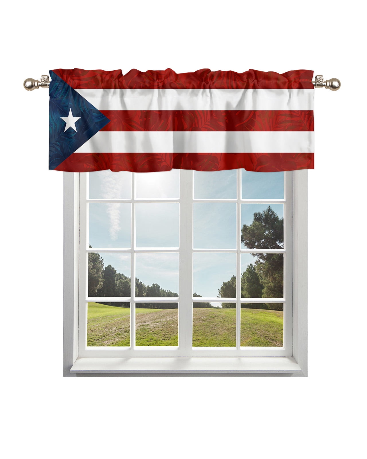 Puerto Rico Flag Kitchen Curtain Valances for Windows Farmhouse Short ...