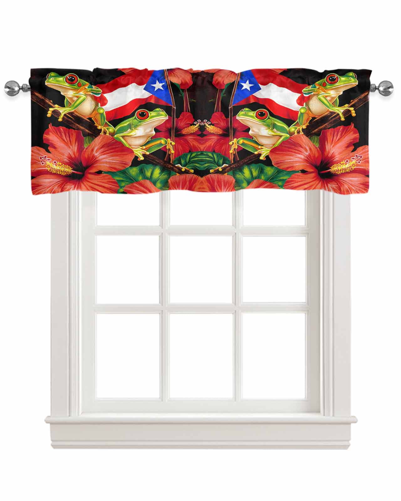 Puerto Rico Flag Kitchen Valances for Windows Farmhouse Linen Window ...