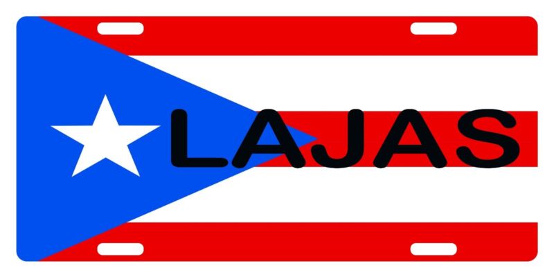 Puerto Rico Flag LAJAS License Plate PR Boricua Emblem - Aluminum ( 12 ...