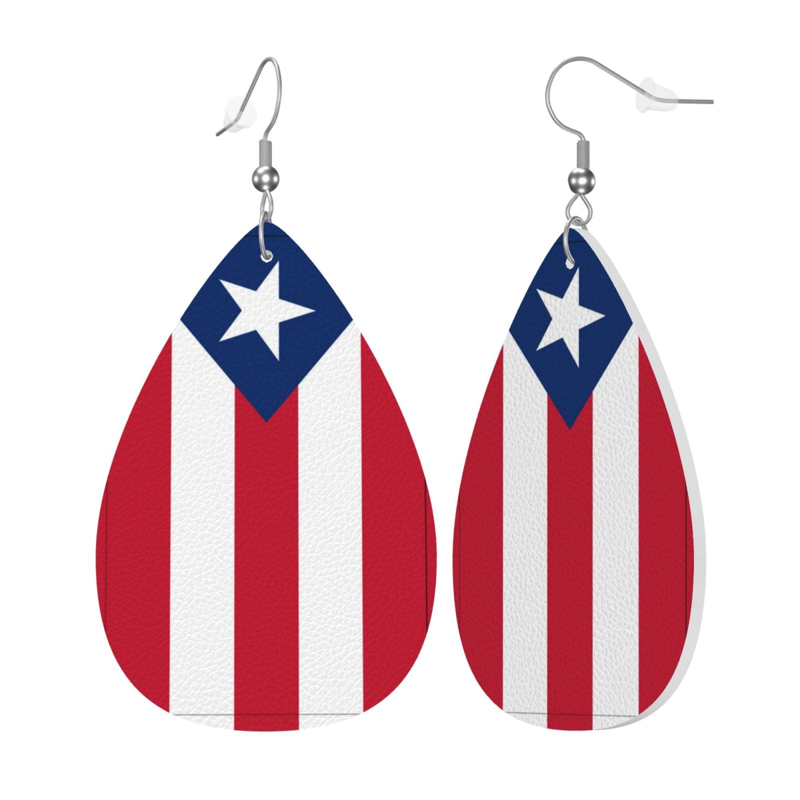 Puerto-Rico-Flag Leather Teardrop Earring Lightweight Drop Earrings For ...