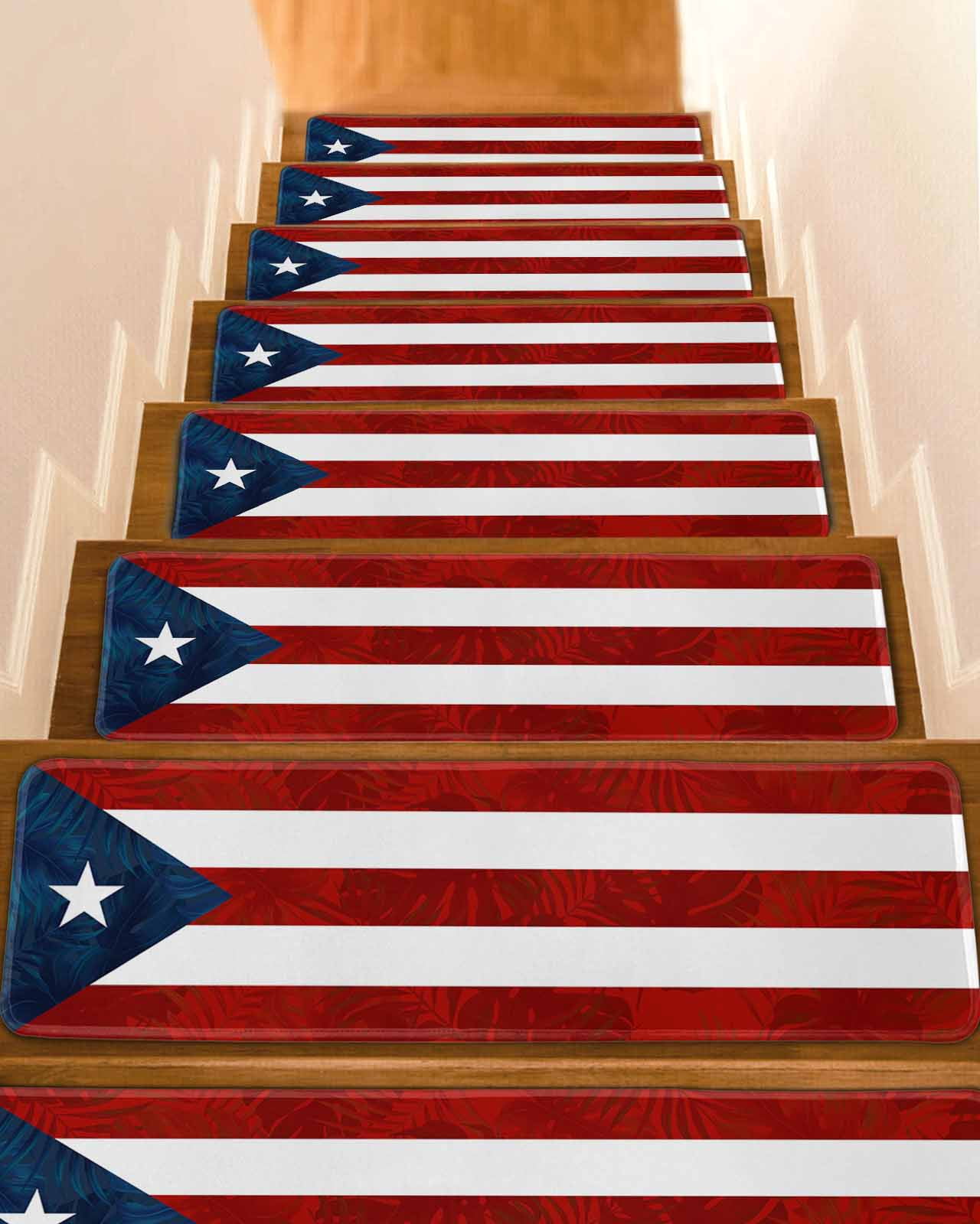 Puerto Rico Flag Love Country Stair Treads for Wooden Steps Indoor ...