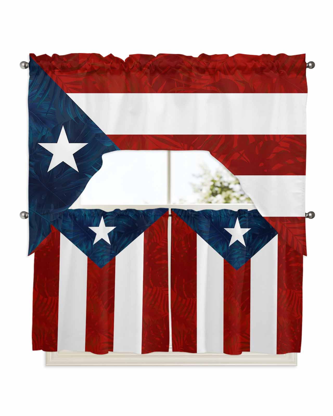 Puerto Rico Flag Love Country Swag Valance and Tier Curtains 24 ...