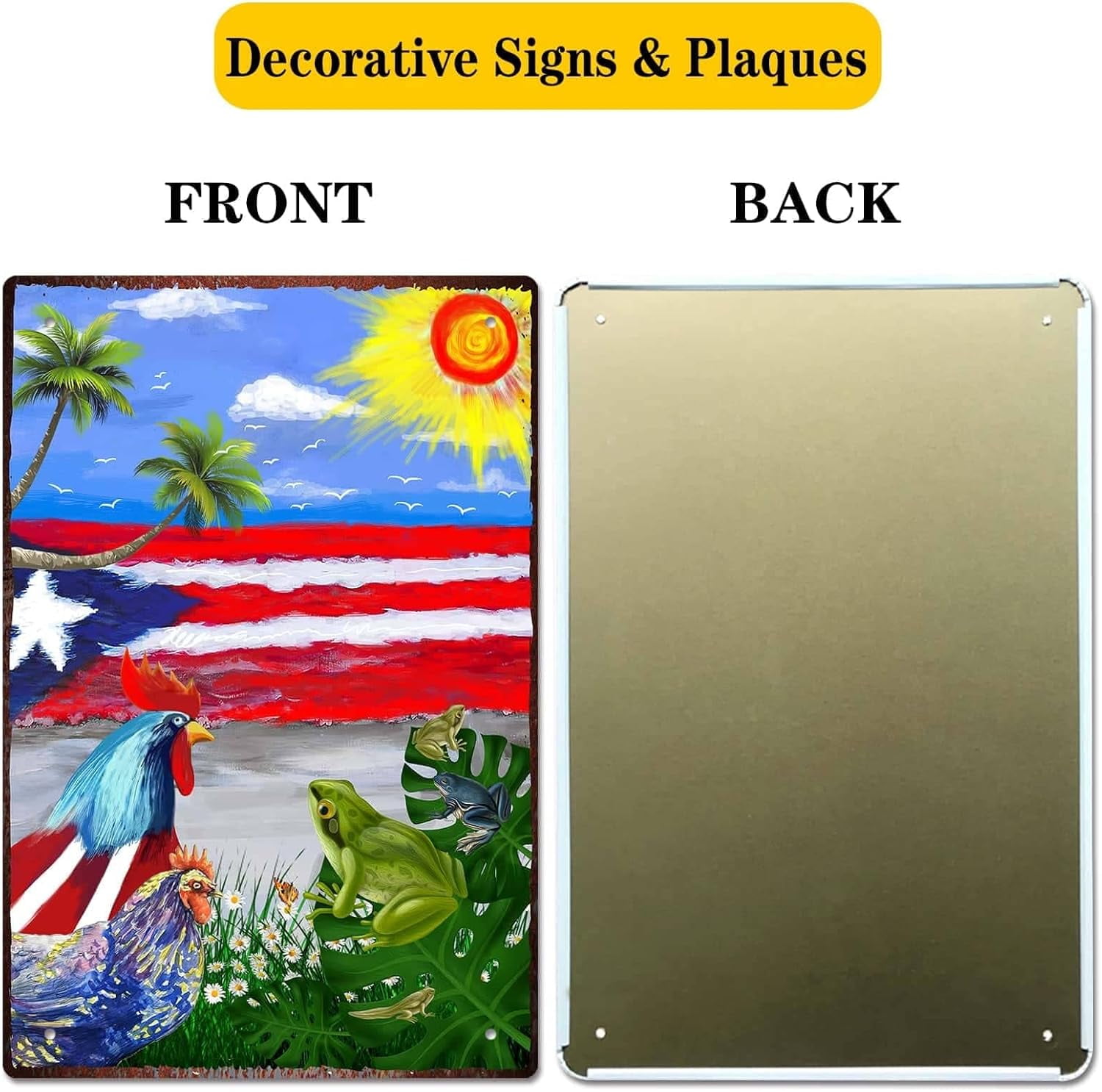 Puerto Rico Flag Metal Decorative Signs, Puerto Rican Chicken Frog ...