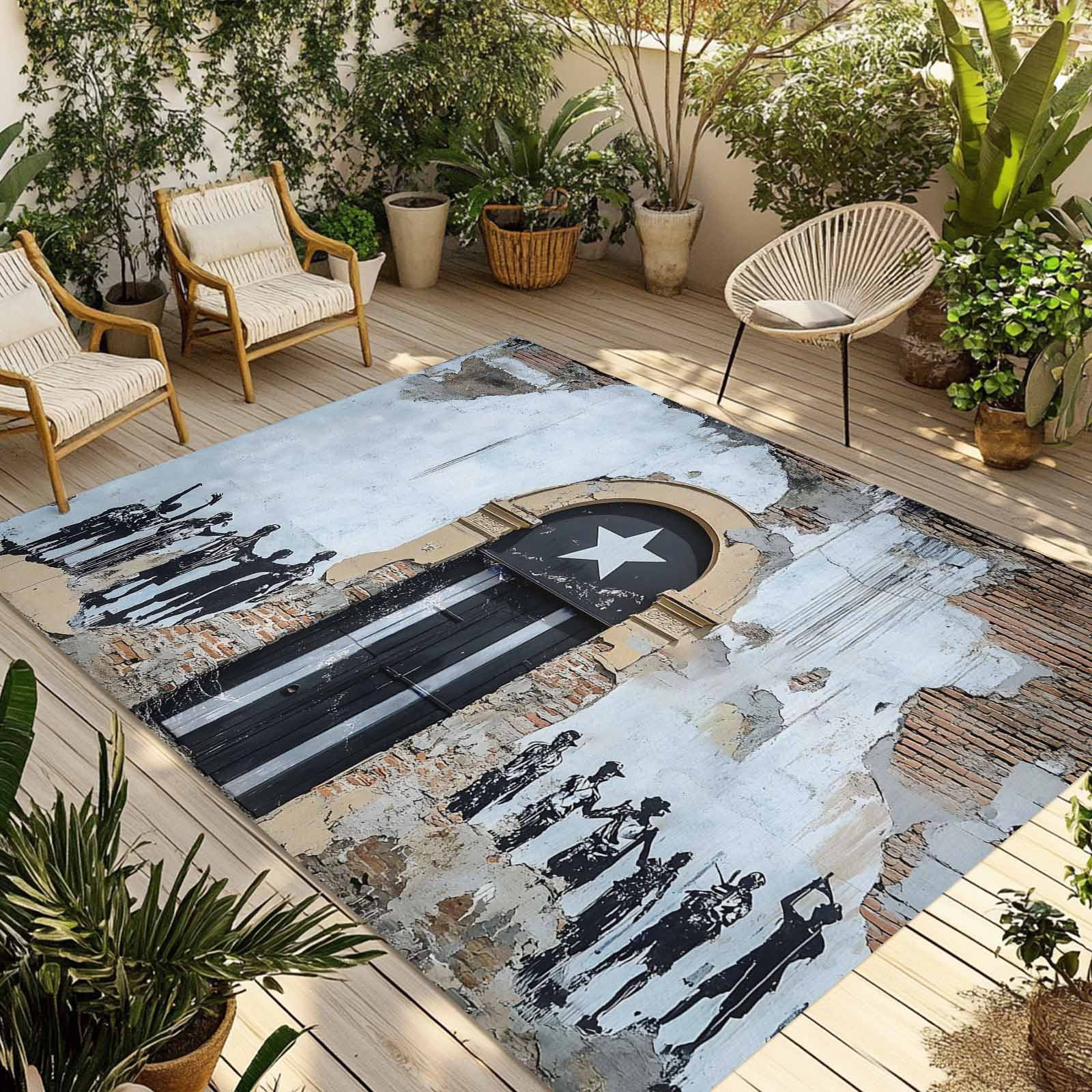 Puerto Rico Flag Outdoor Rug for Patio/Deck/Porch, Non-Slip Large Area ...