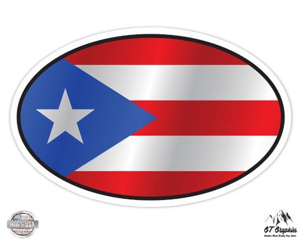 Puerto Rico Flag Oval - 5" Vinyl Sticker - For Car Laptop I-Pad ...