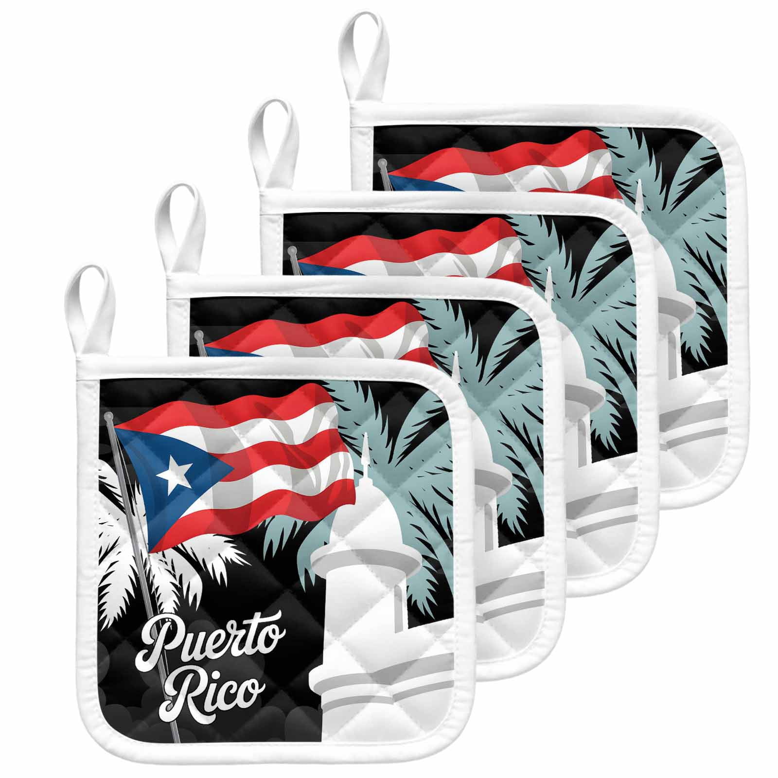 Puerto Rico Flag Pot Holders for Kitchen Heatproof Potholder, 4 Pack ...