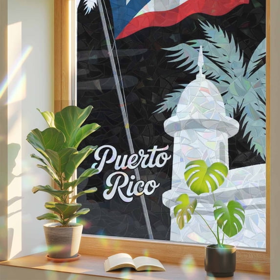 Puerto Rico Flag Privacy Window Film, Decorative Stained Glass Window ...