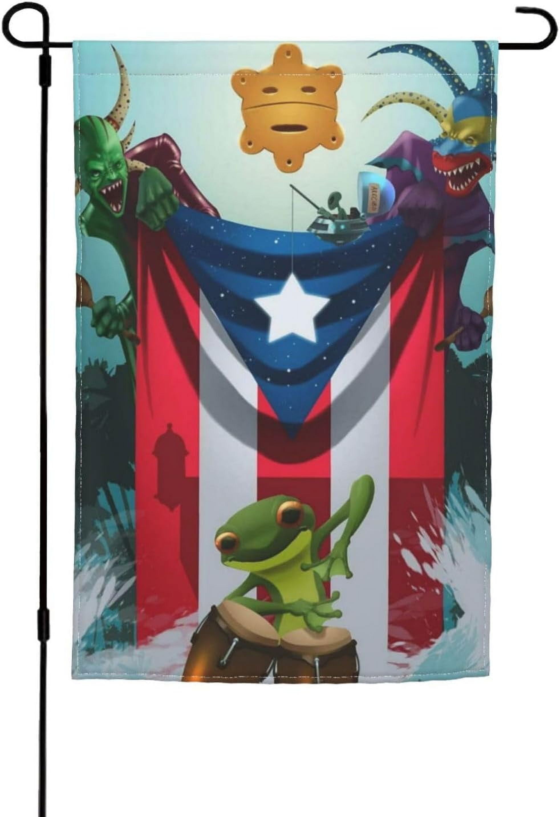 Puerto Rico Flag Rican Frog Garden Flag Decorations for Home Outdoor ...