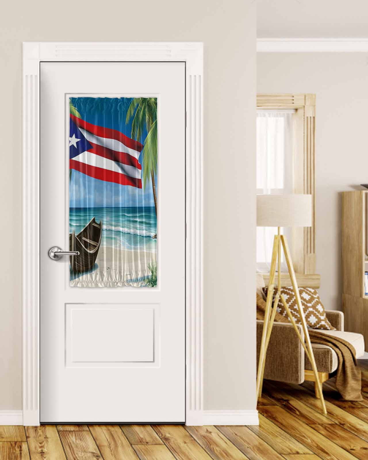 Puerto Rico Flag Sea Blackout Curtains, French Door Curtains for Door ...