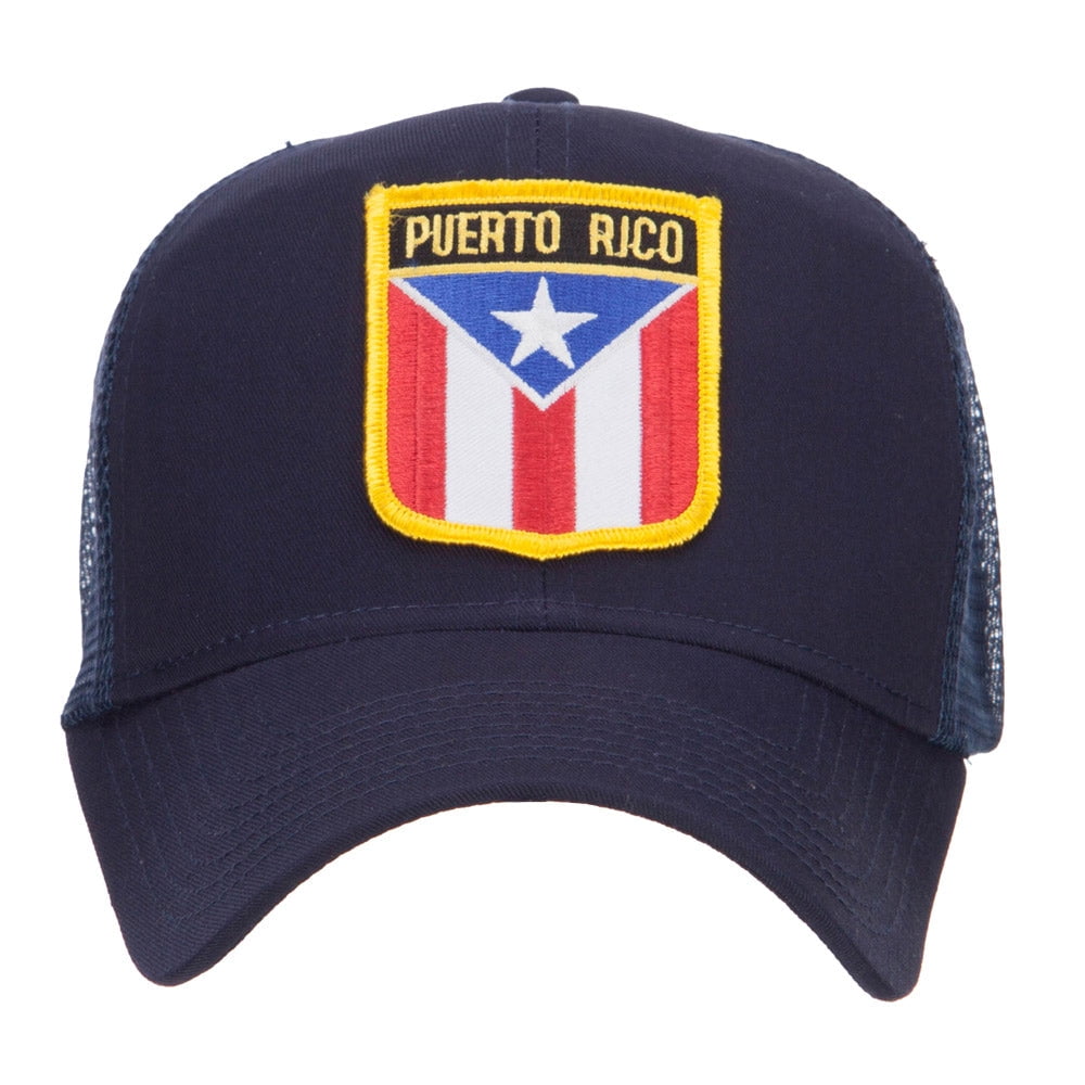Puerto Rico Flag Shield Patched Mesh Cap - Navy OSFM - Walmart.com